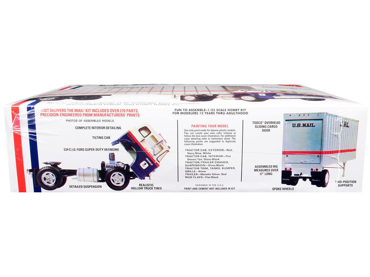 Skill 3 Model Kit Ford C900 Truck Tractor with Trailer "U.S. Mail" 1/25 ...