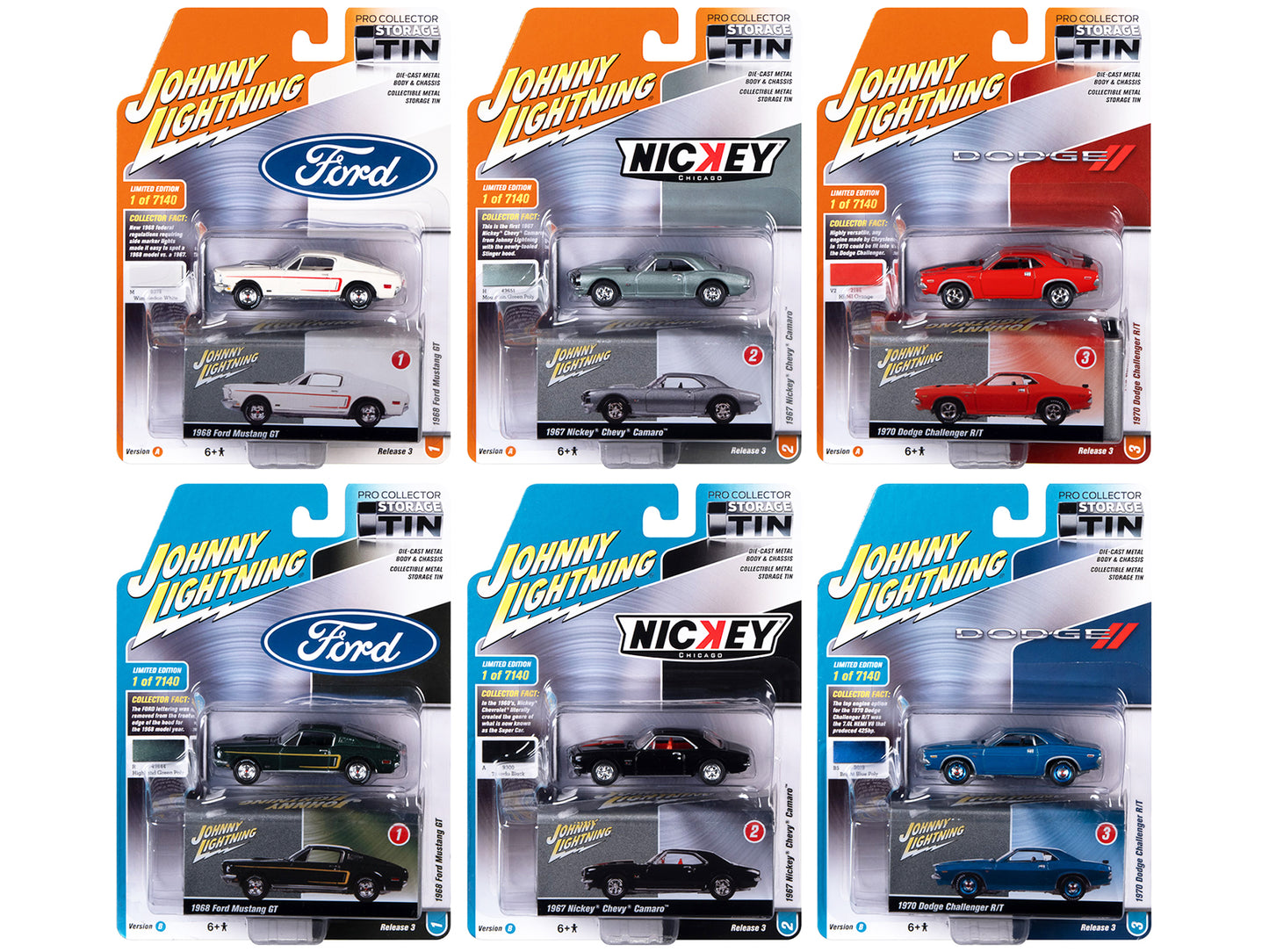 Johnny Lightning Collector's Tin 2021 Set of 6 Cars Release 3 Limited ...