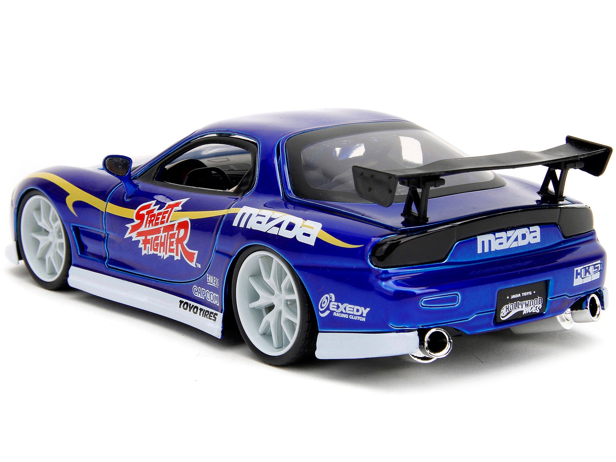 1993 Mazda RX-7 Candy Blue Metallic with Graphics and Chun-Li Diecast ...